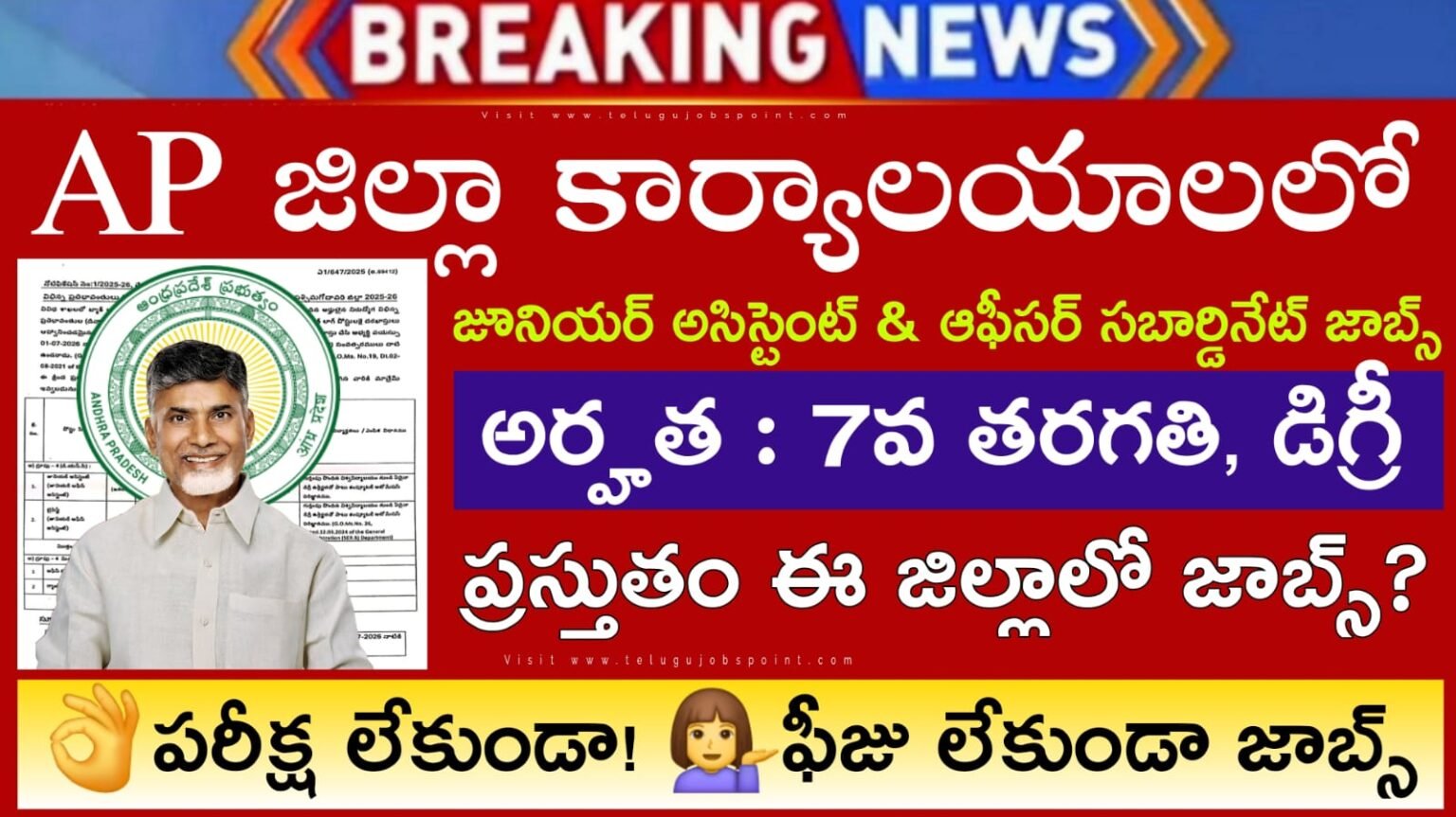 AP Collector office Jobs : కేవలం 7th, డిగ్రీ అర్హతతో కలెక్టర్ ...